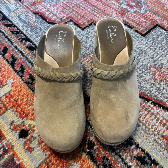 Calou | Shoes | Calou Stockholm Swedish Leather Clogs Wood Like Chunky ...